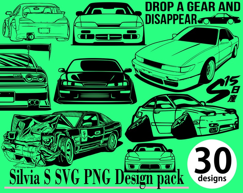 Silvia SVG PNG 30 Design Pack Drift Akina Speed Stars Night Kids JDM ...