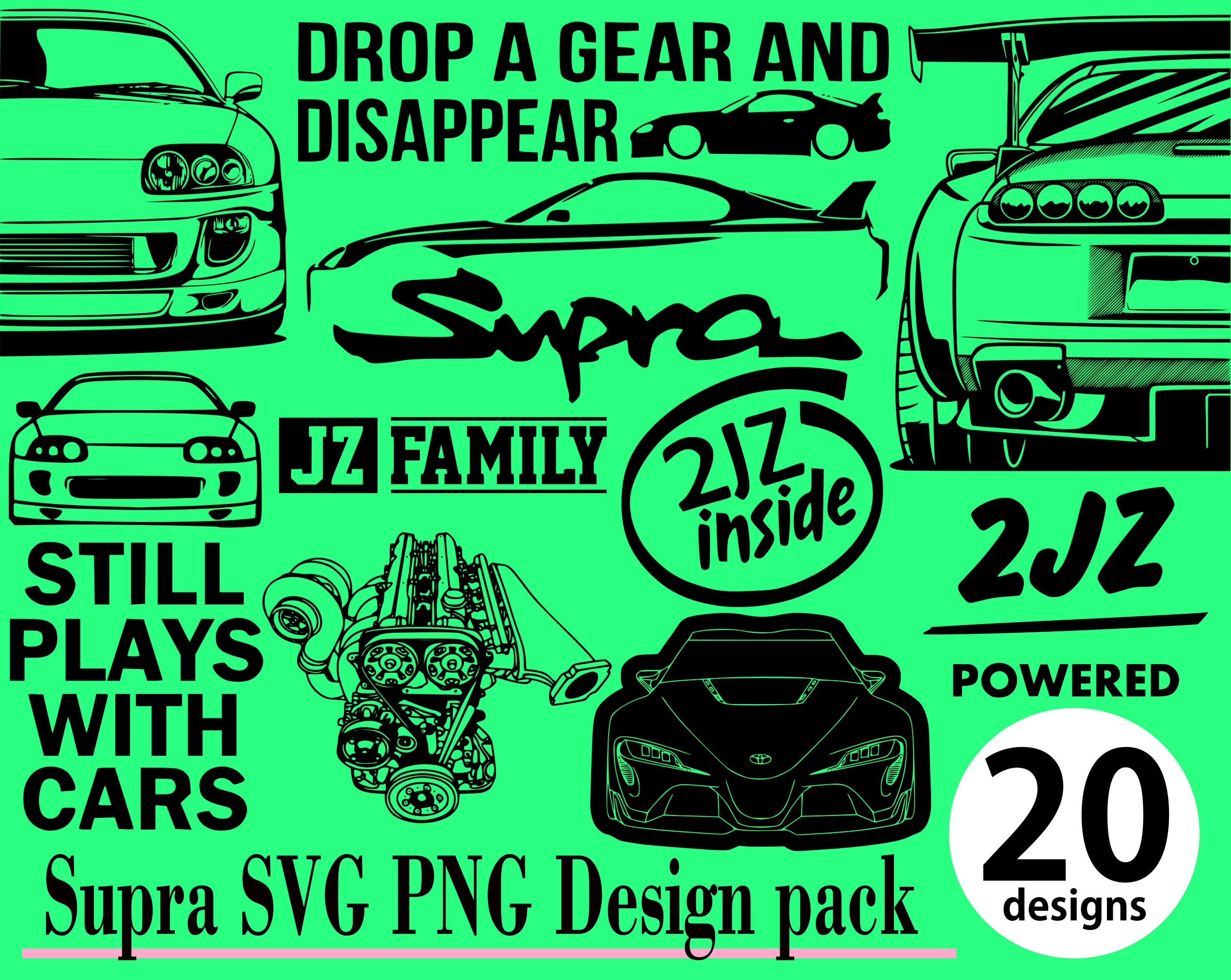 Supra SVG PNG 20 Design Pack JDM Turbo 2JZ Drifting Garage Mechanic ...