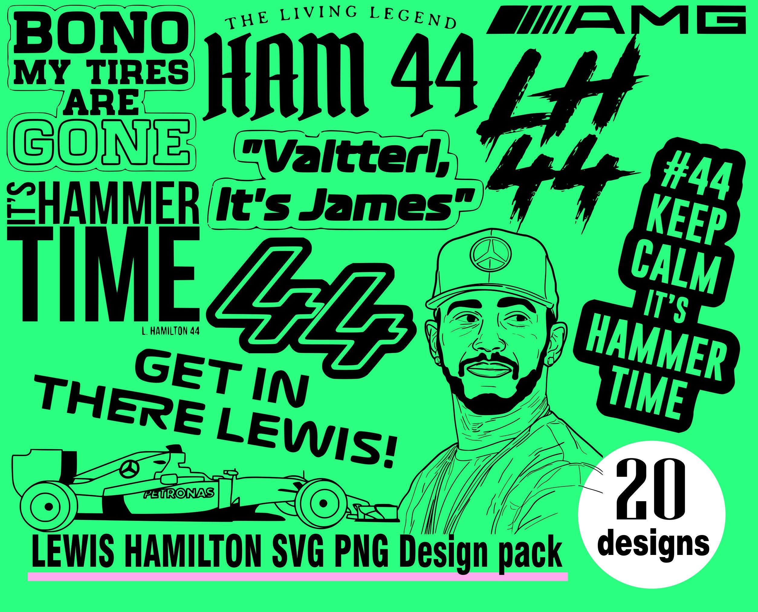 Lewis Hamilton 44 SVG PNG 20 Design Pack Team LH Hammer Time Toto Wolff ...