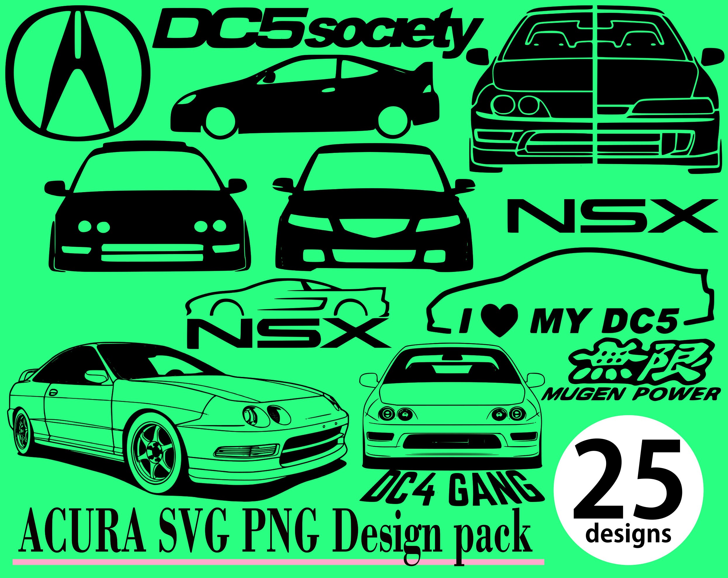 Acura SVG PNG 25 Design Pack Honda Acura Max Verstappen NSX Civic Drag ...