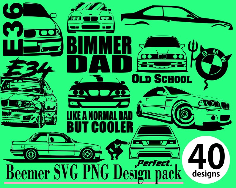 Beemer SVG PNG 40 Design Pack M Performance Racing Bumper Stickers E36 ...