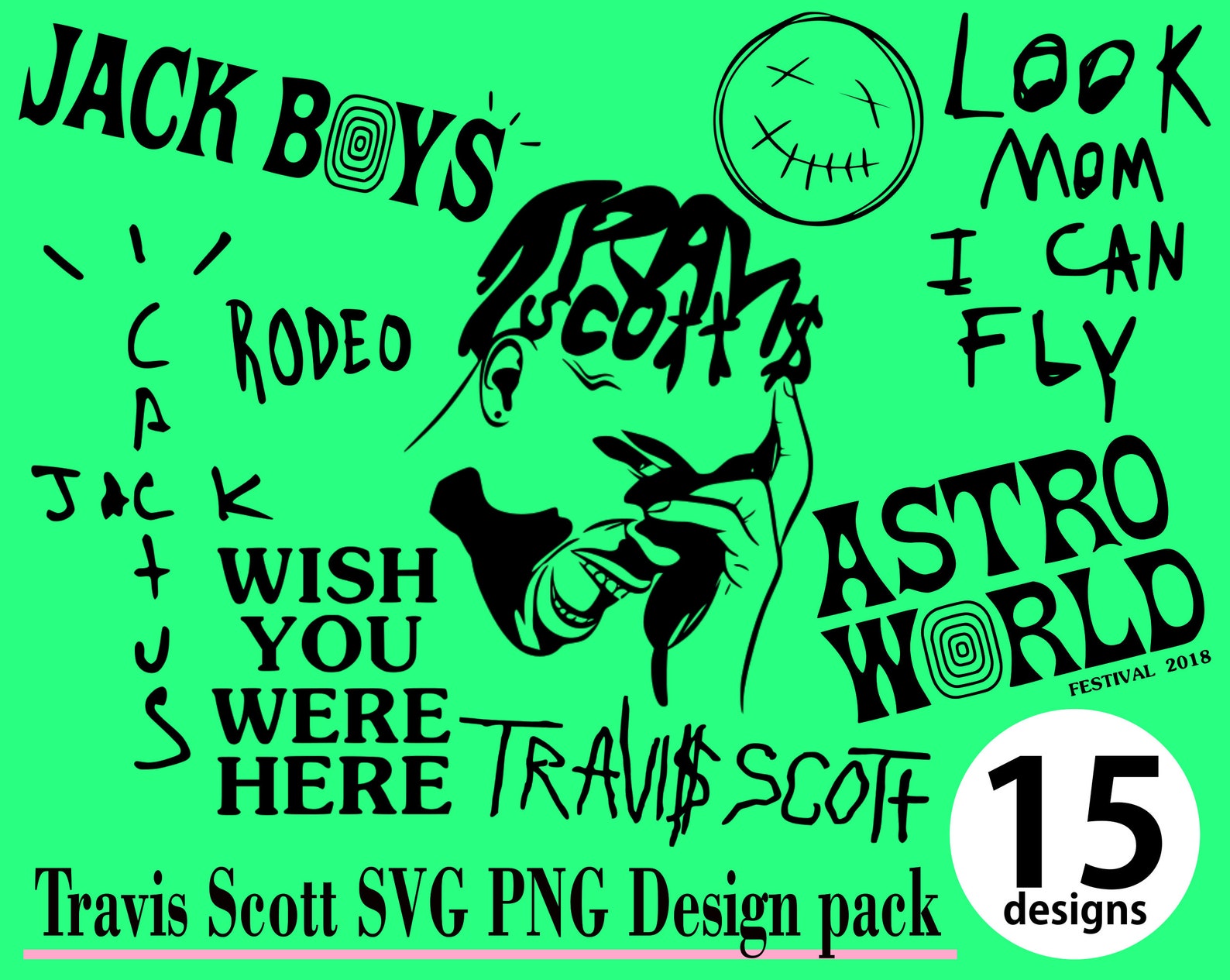Travis Scott SVG PNG 15 Design Pack Jack Boys Cacti Cactus Jack Rager ...