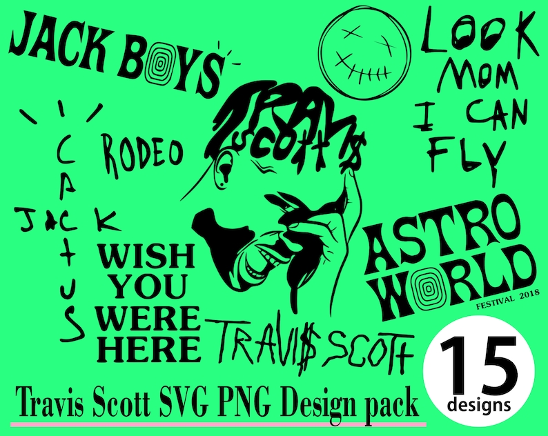 Travis Scott SVG PNG 15 Design Pack Jack Boys Cacti Cactus Jack Rager ...