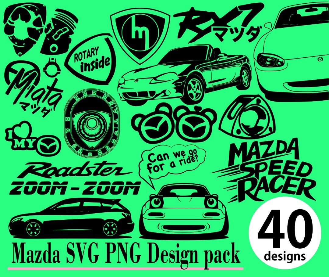 Mazda SVG PNG 40 Design Pack Drift Miata MX-5 MP5 Mad Mike Rotary Drift ...