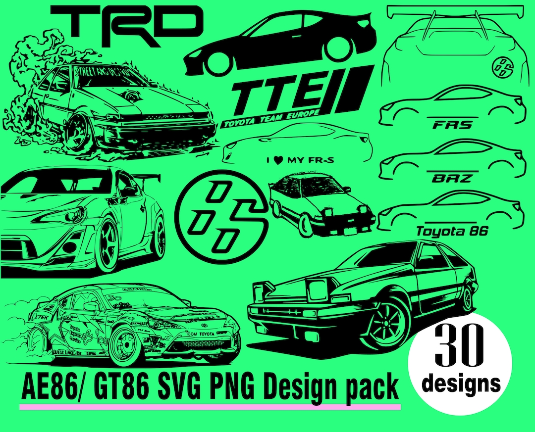 AE86 GT86 SVG PNG 30 Design Pack Toyota GT86 Brz Scion Fr-s FRS Toyota ...