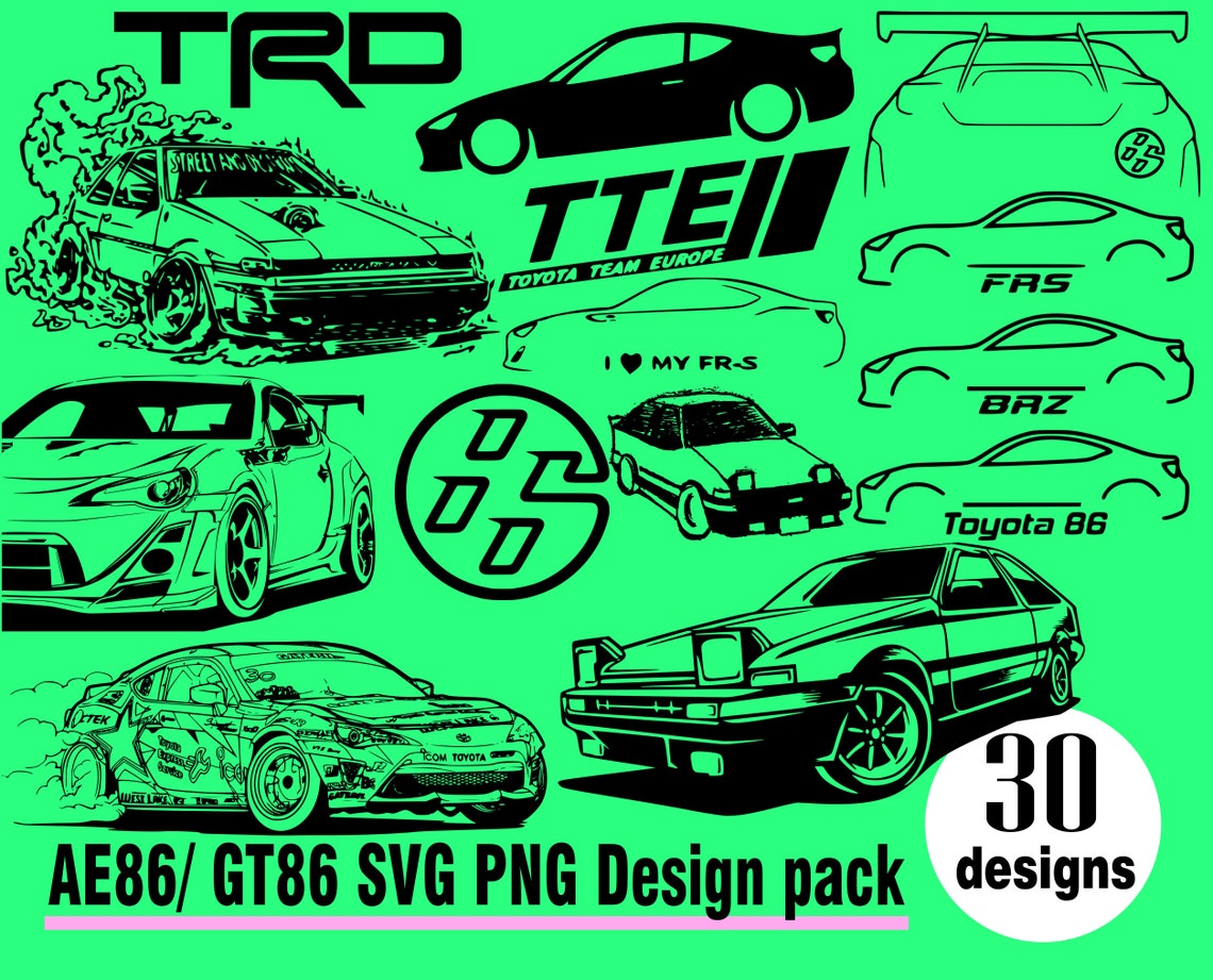 AE86 GT86 SVG PNG 30 Design Pack Toyota GT86 Brz Scion Fr-s FRS Toyota ...