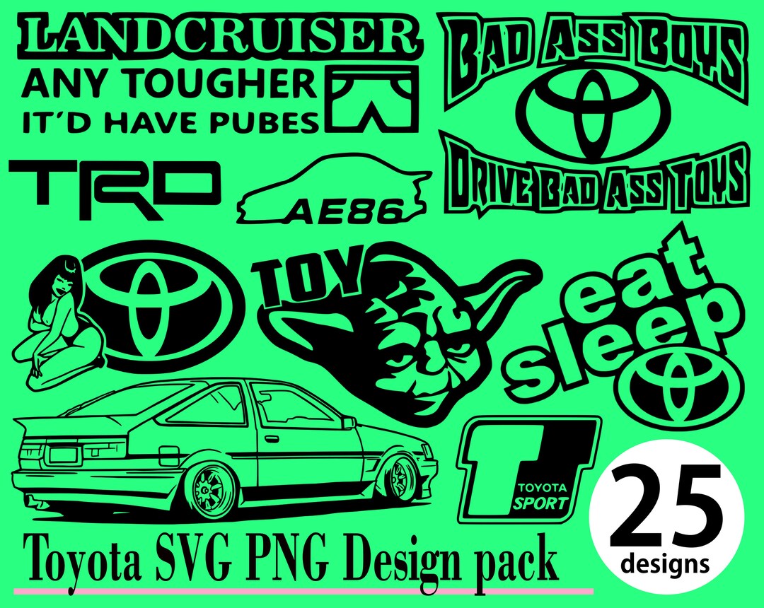 Toyota SVG PNG 25 Design Pack JDM Turbo 2JZ Drifting Garage Racing ...