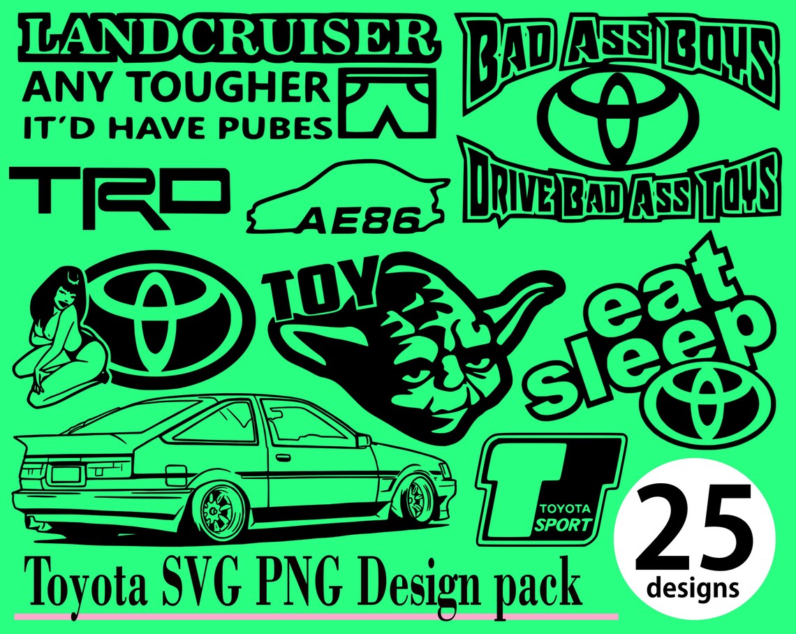 Toyota SVG PNG 25 Design Pack JDM Turbo 2JZ Drifting Garage Racing ...