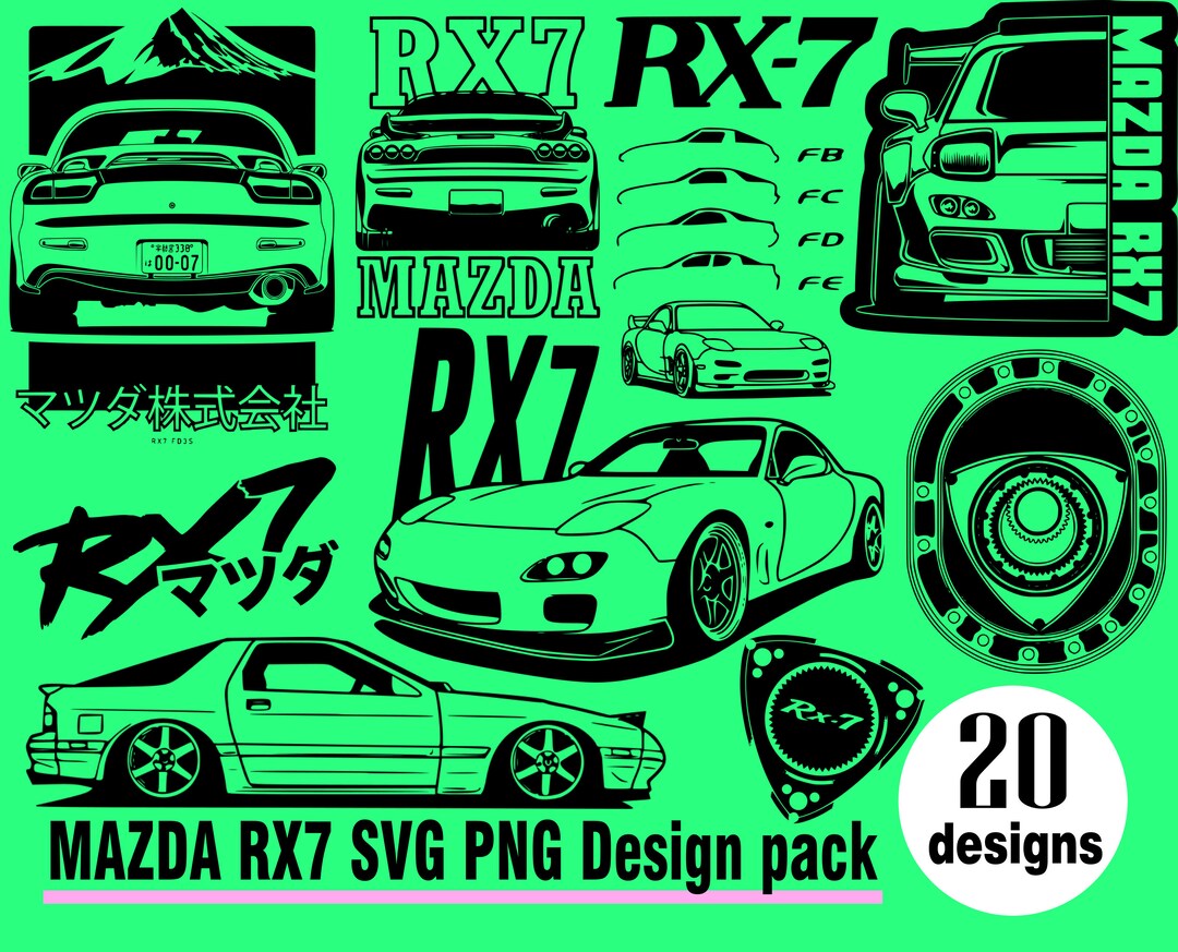 Buy RX7 SVG PNG 20 Design Pack Mazda Rx7 Fd Miata Mazda Speed Rotary ...