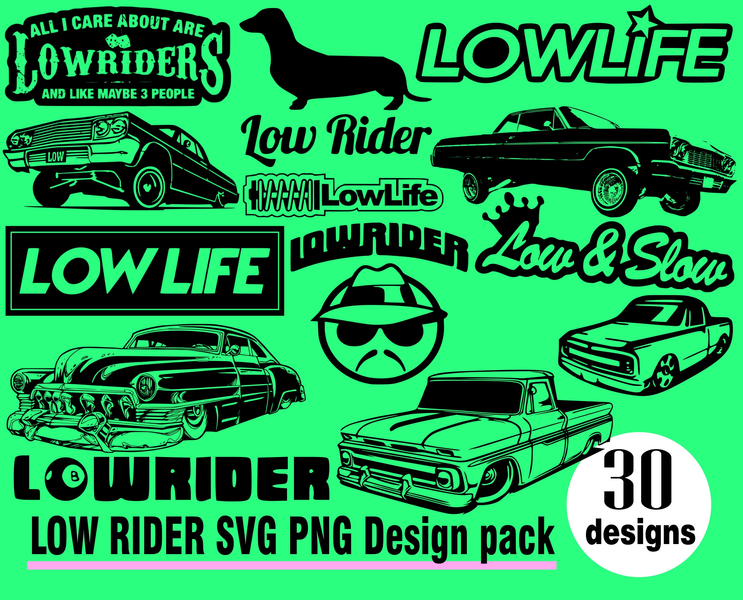 Low Rider Svg Png 30 Design Pack Lowrider Oldschool La Muscle Car Los Angeles Custom West Coast
