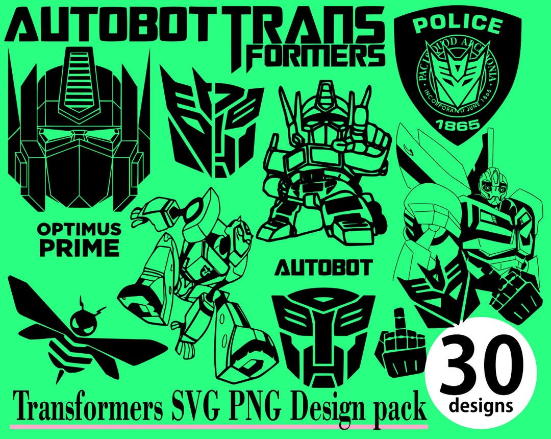Transformers SVG PNG 30 Design Pack Bumblebee Optimus Prime Autobots ...