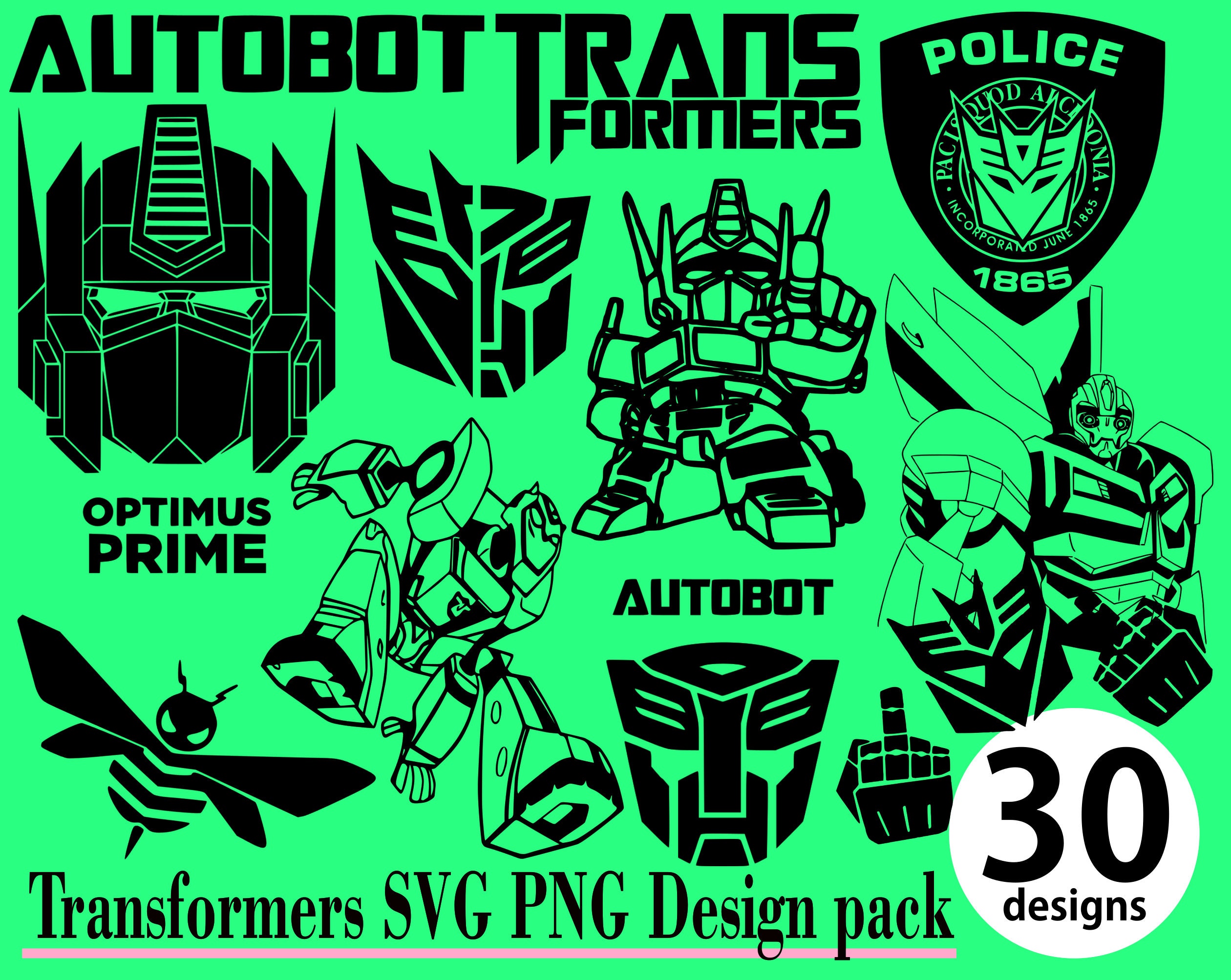Transformers SVG PNG 30 Design Pack Bumblebee Optimus Prime Autobots ...