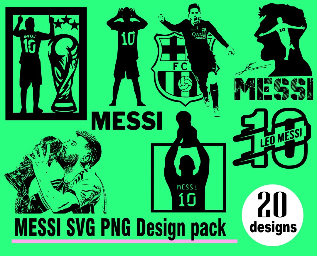 Messi SVG PNG 20 Design Pack Soccer Football Ishowspeed Ronaldo Bumper ...