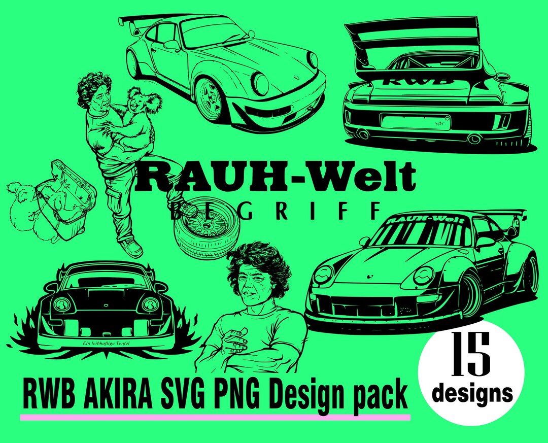 RWB SVG PNG 20 Design Pack Racing Akira Nakai Drifting Bumper Stickers ...
