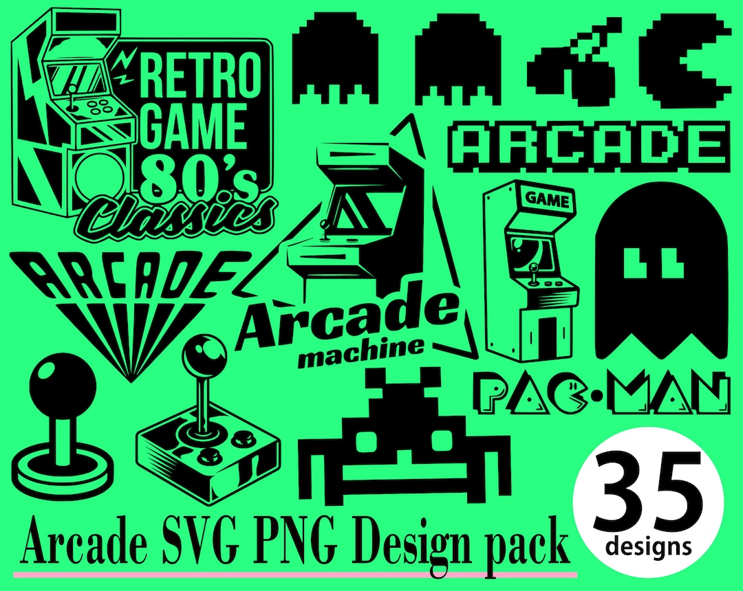 Arcade SVG PNG 35 Design Pack 80s 90s Oldschool Classic Retro Video ...