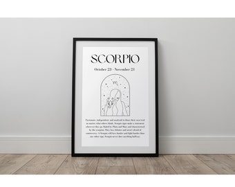Scorpio Geranium Zodiac Print, Printable Art, Star Sign, Wall Art ...