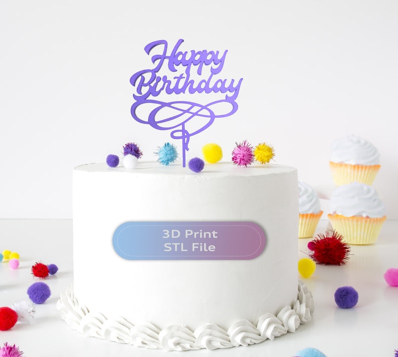 3D STL File Cake Topper Happy Birthday - Etsy