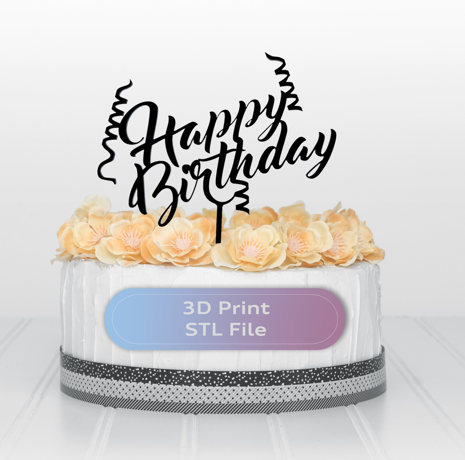 3D STL File - Cake Topper - Happy Birthday Party / 3DF-018 - Etsy
