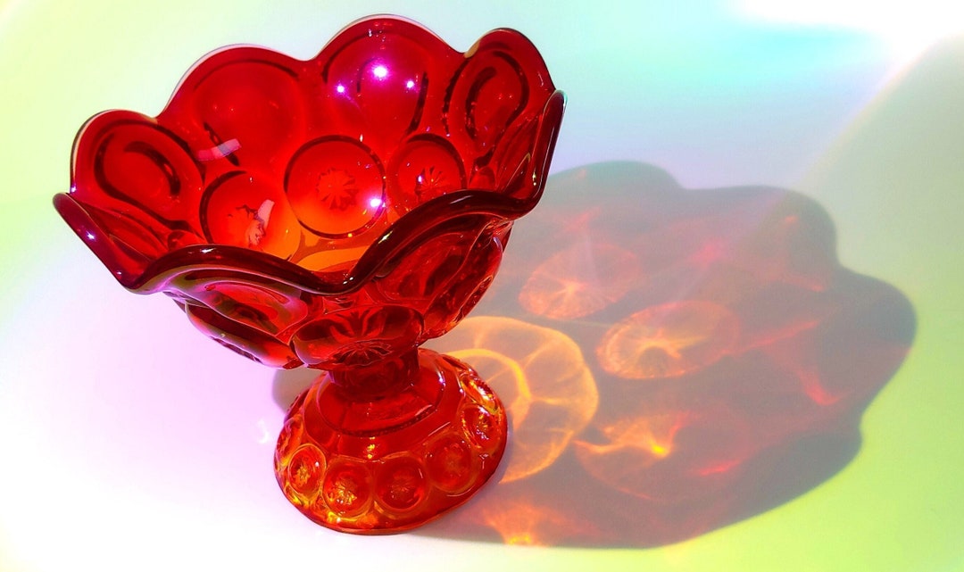 Vintage MCM 1960s Hollywood Regency Retro Glass Candy Dish Compote ...