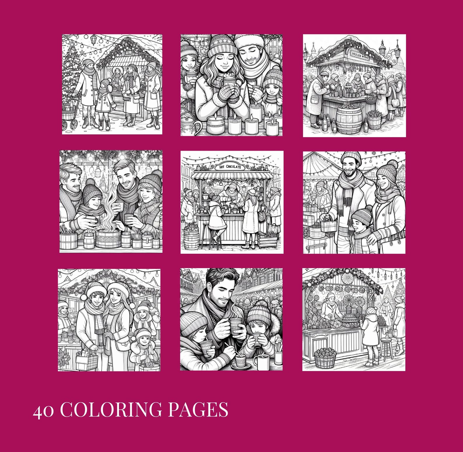 Christmas Markets Adult Colouring Book, Christmas, Holiday Market ...