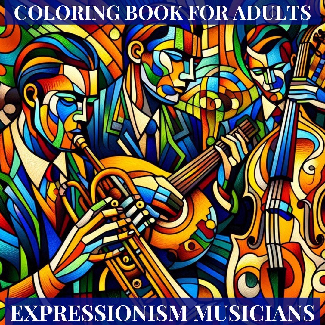 Expressionism Musicians - Adult Colouring Book Gift, Scenes of ...