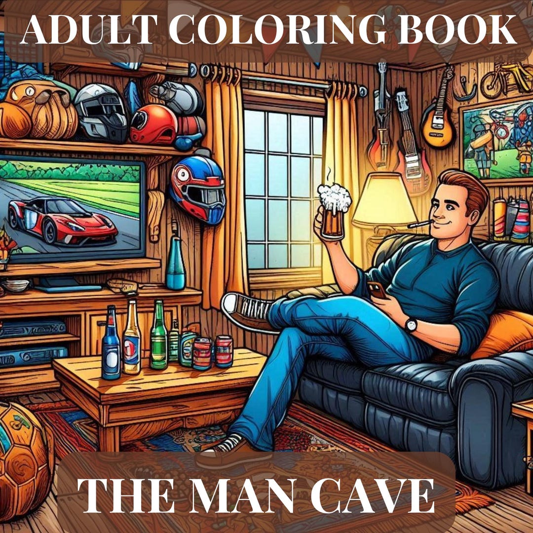 Man Cave Colouring Book for Adults, Curated Just for Men! - Etsy