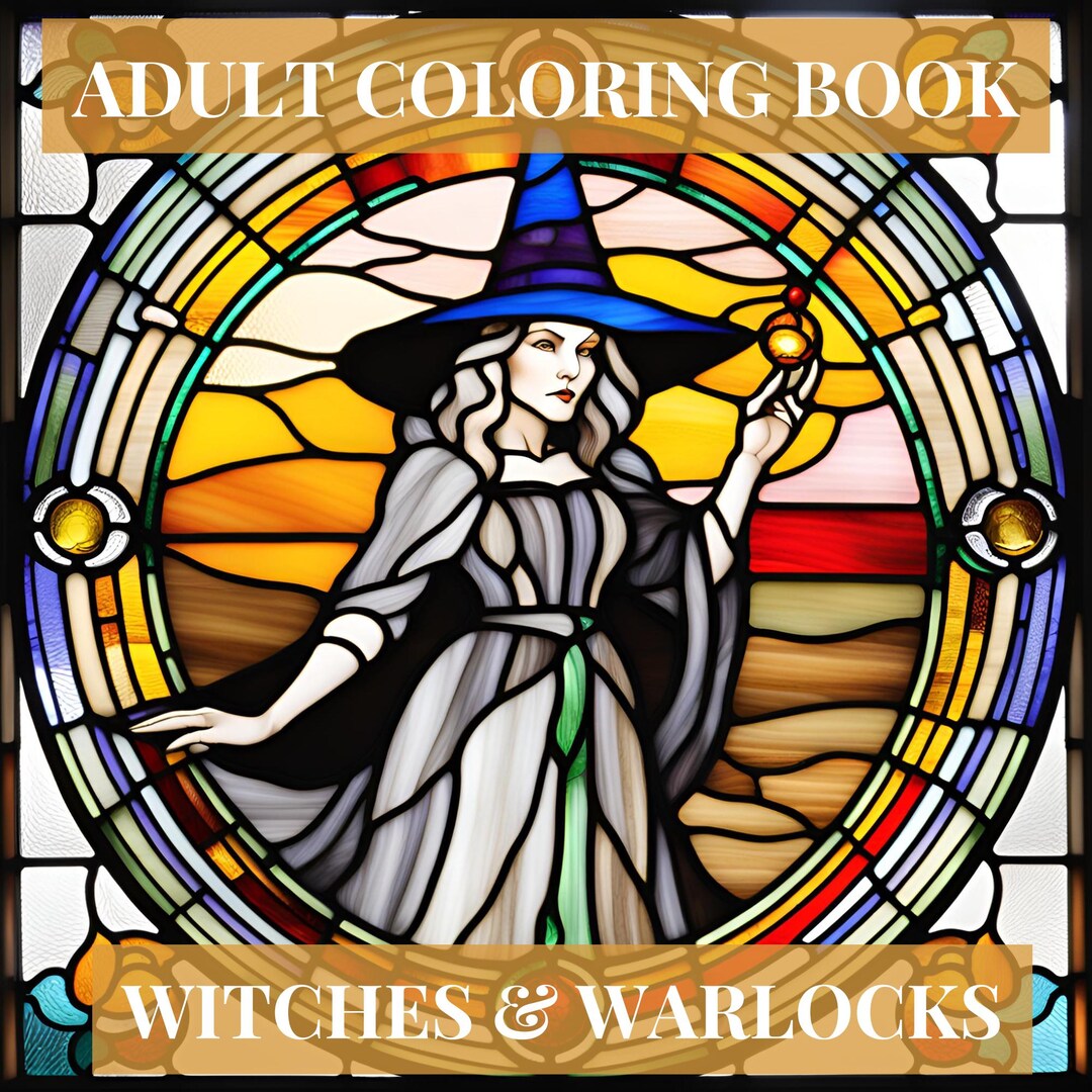 WITCHES AND WARLOCKS: Stained Glass Style Halloween Colouring Book - Etsy