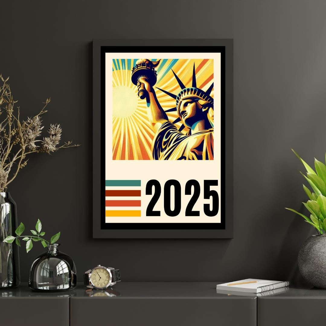 A Vibrant Pop Art Style Poster Statue of Liberty Celebrating the New ...