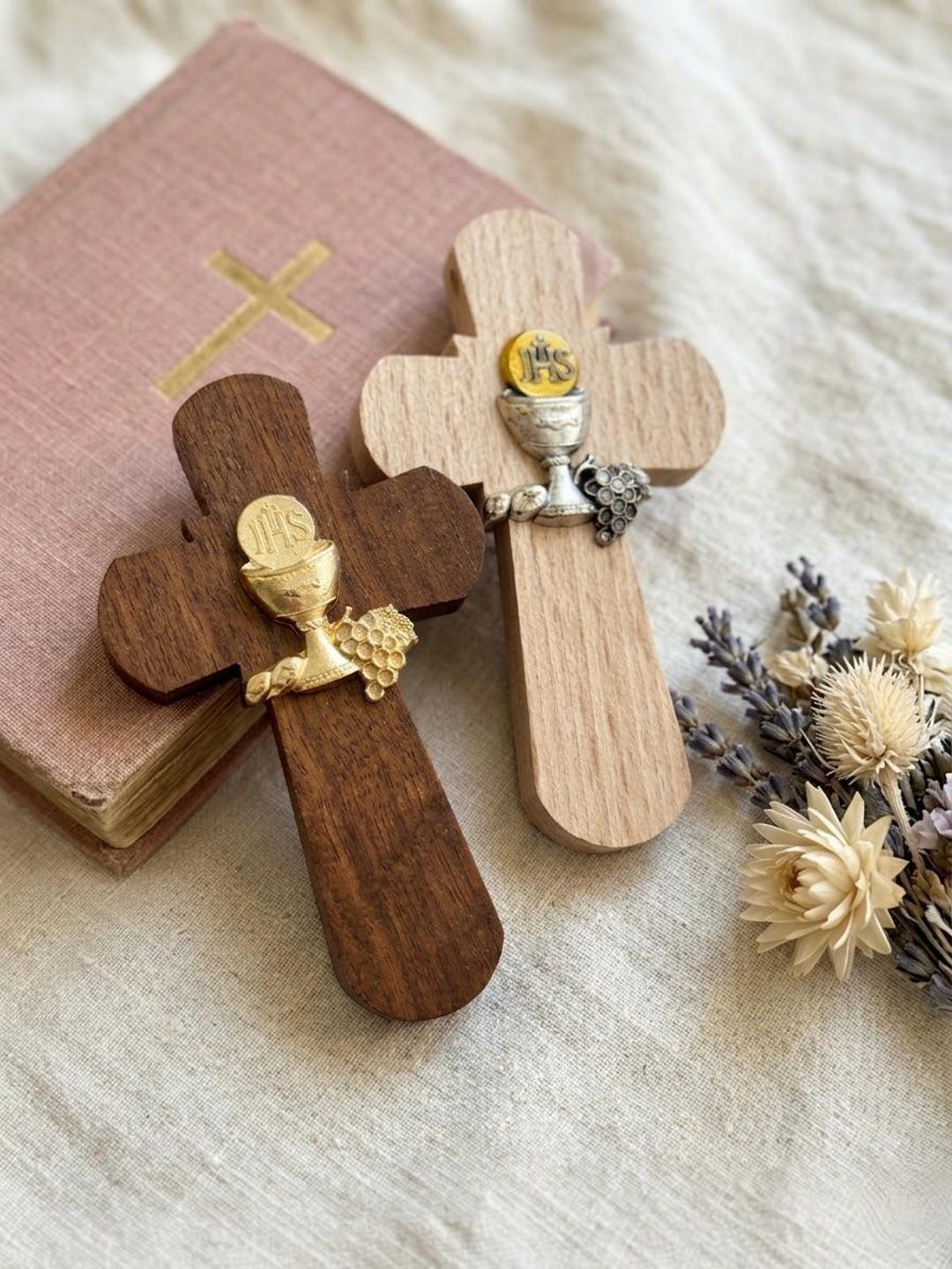 First Communion Cross – Wood Cross - Catholic Home Decor - Religious ...