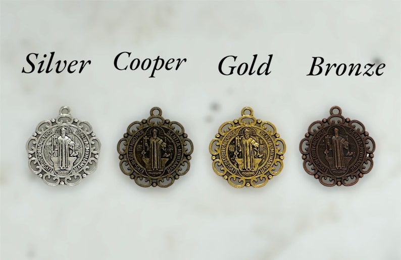 St. Benedict Door Hanger: White Wood Beads, Copper Medal - Etsy