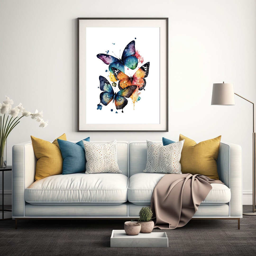 Three Colorful Butterflies Print, Butterfly Printable Art, Vibrant ...