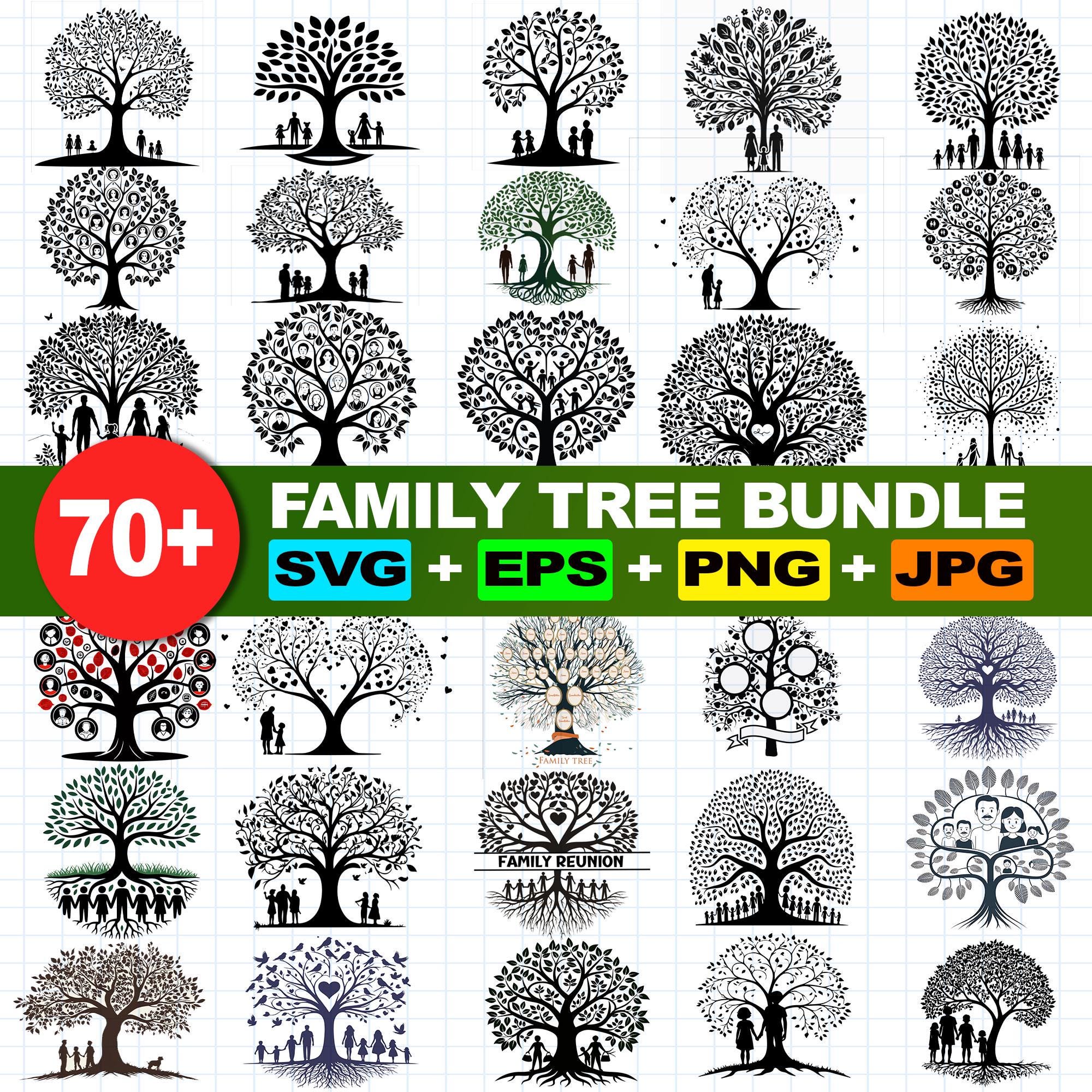 70+ Family Tree SVG Bundle, Genealogy Tree Clipart, Ancestry Chart ...