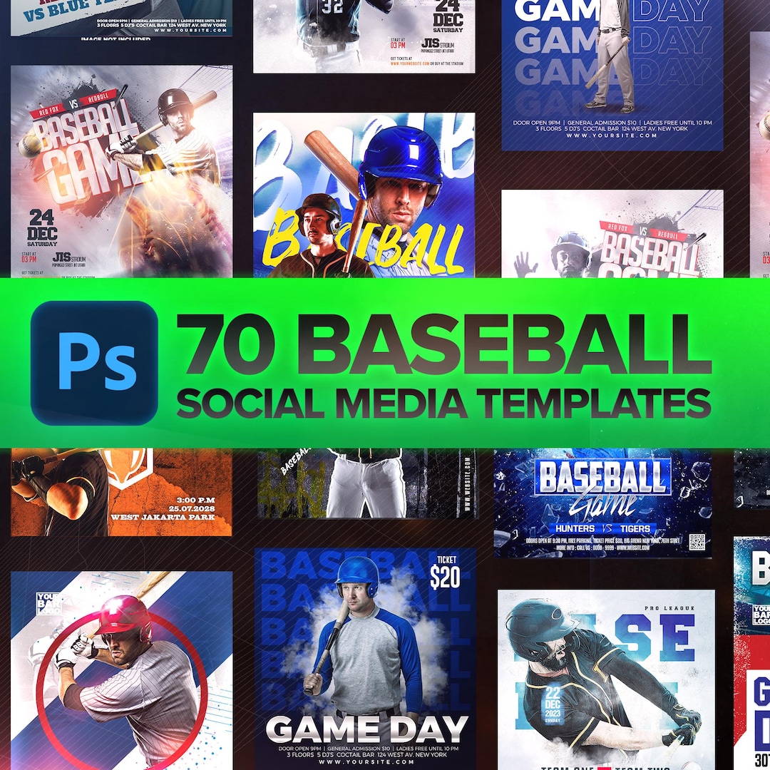 70 Baseball Social Media Instagram Posts Templates for Photoshop ...