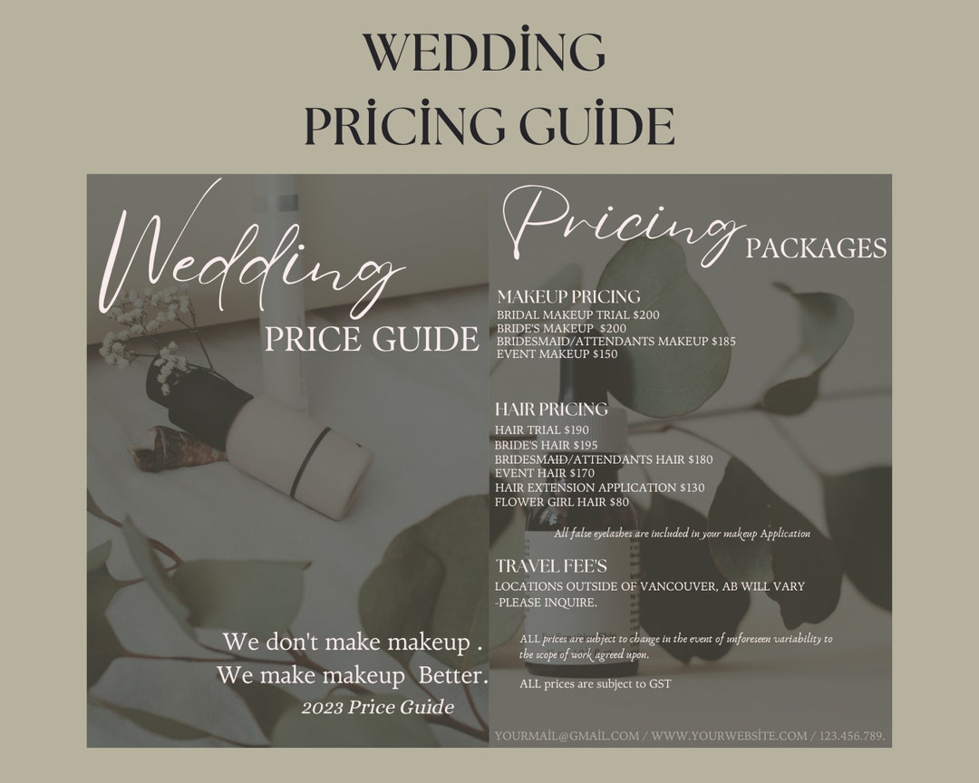 Wedding Pricing Guide Template Pricing Canva Wedding Price - Etsy