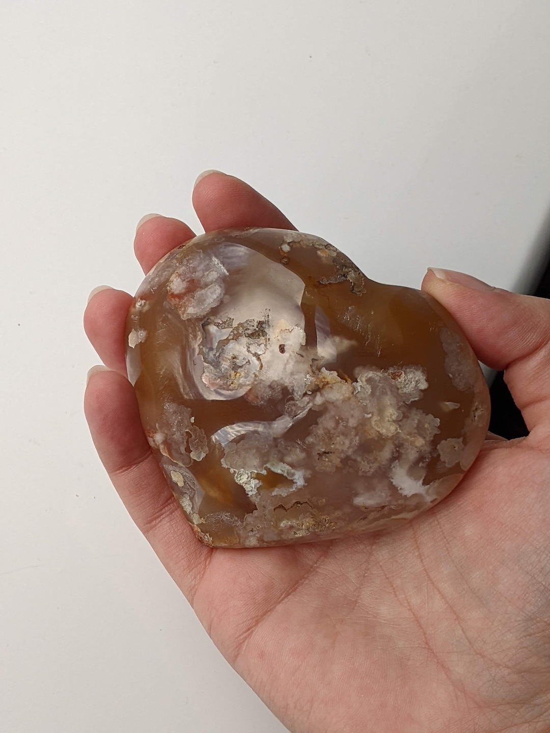 Big Flower Agate Puff Heart - Etsy
