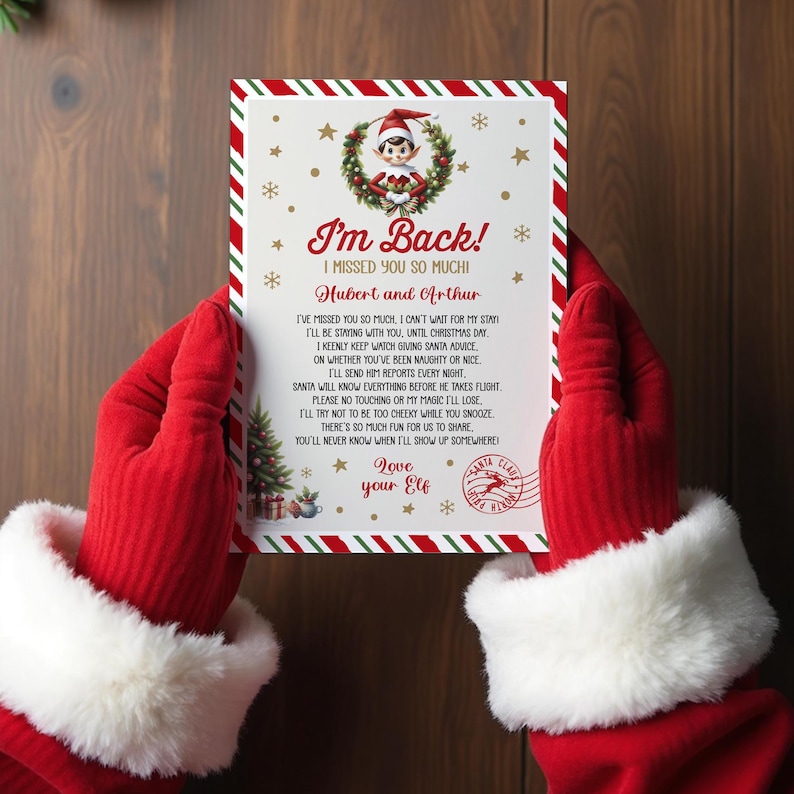 Editable Elf Arrival Welcome Letter, Elf Return Letter Personalise - Etsy