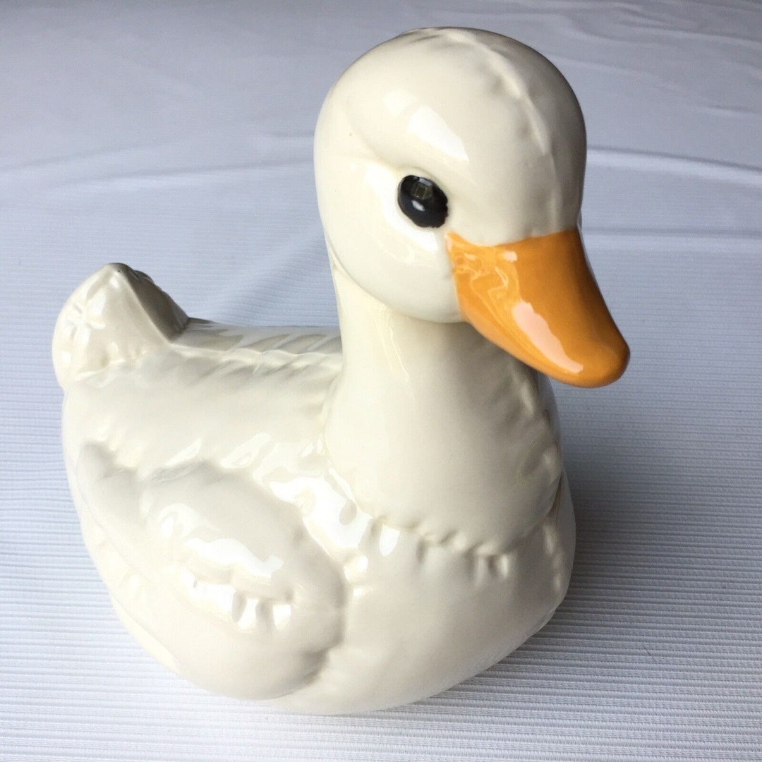 Peking Duck Figurine Statue Sculpture White Glossy Ceramic Pottery ...