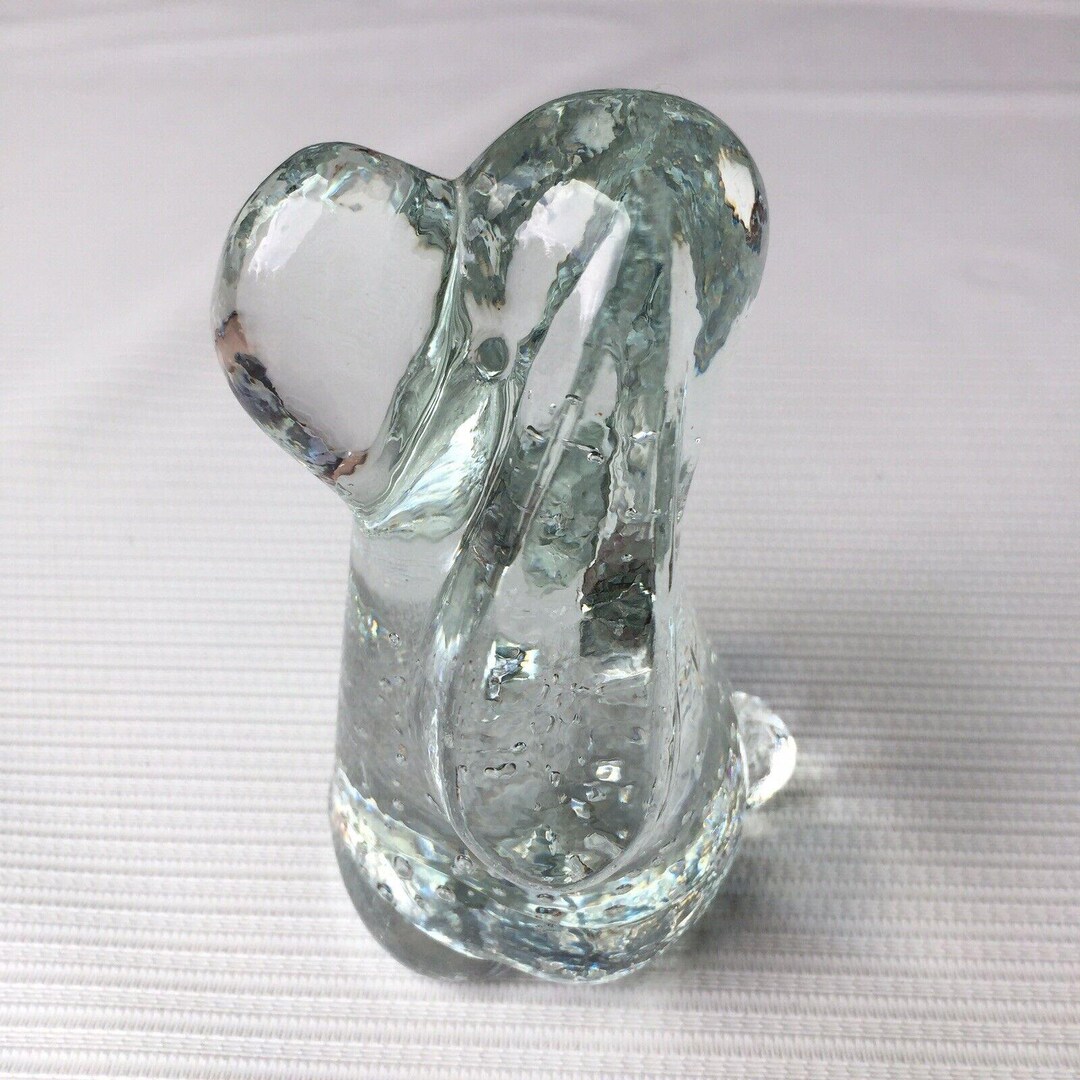 Art Glass Droopy Dog Paperweight Clear Bubbles Basset Hound Figurine ...