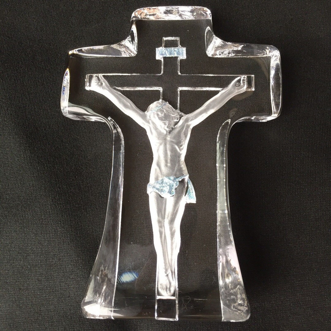 Clear Glass Cross Statue Jesus Christ Crucifix Religious - Etsy