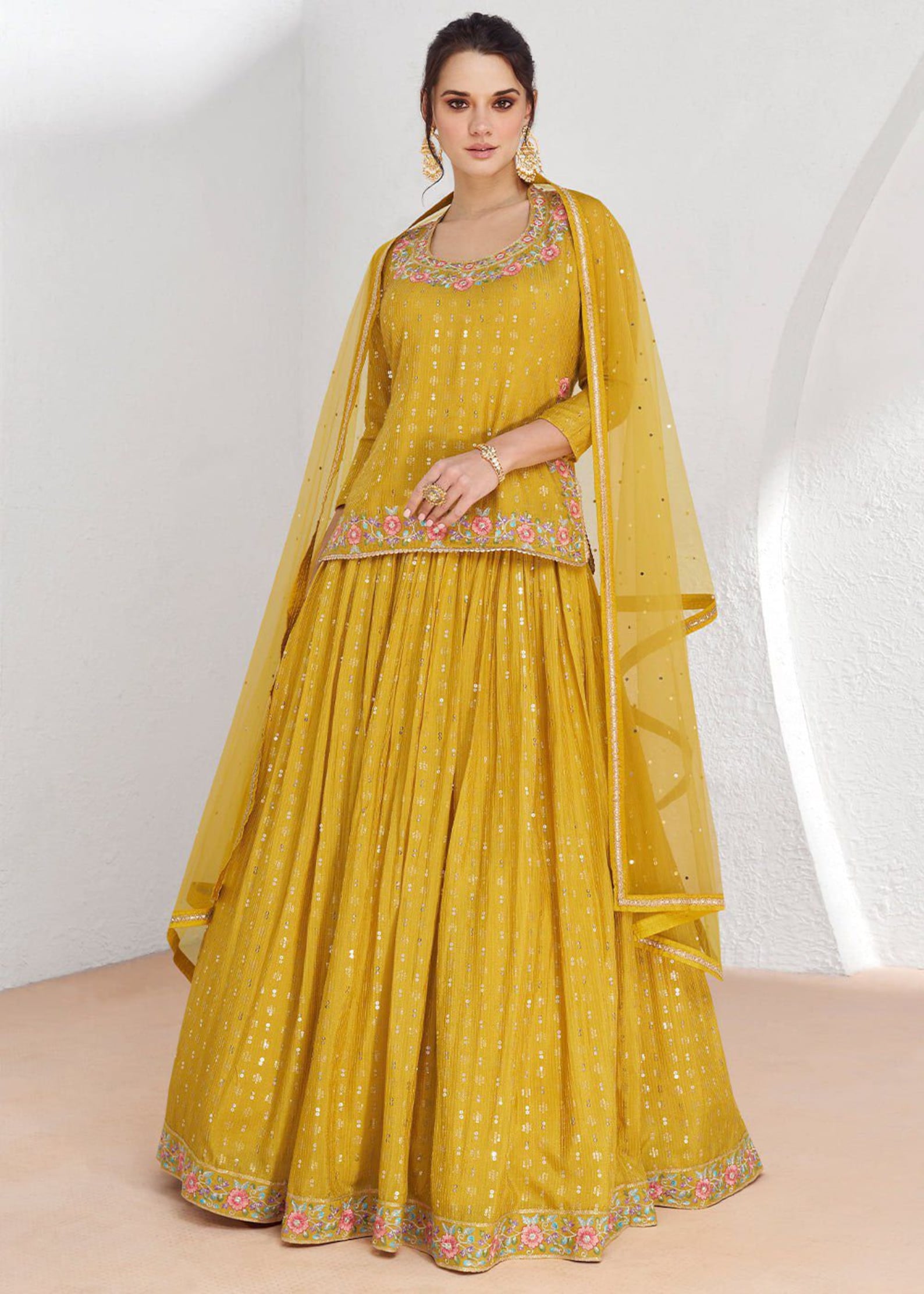 Indian Wedding Yellow Sharara Set With Dupatta,anarkali Suit Readymade ...