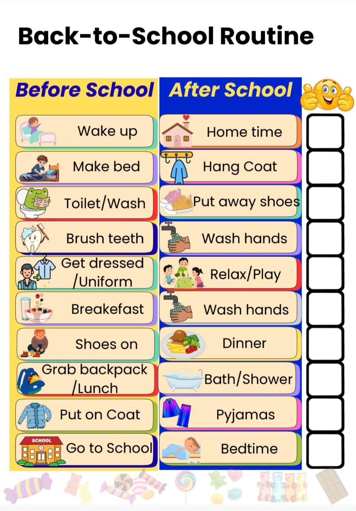 Printable Back-to-school Routine Chart | Kids Morning & Evening Routine ...