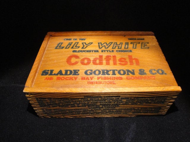 VINTAGE Slade Gorton & Co. Lily White Gloucester Style Codfish Wooden ...