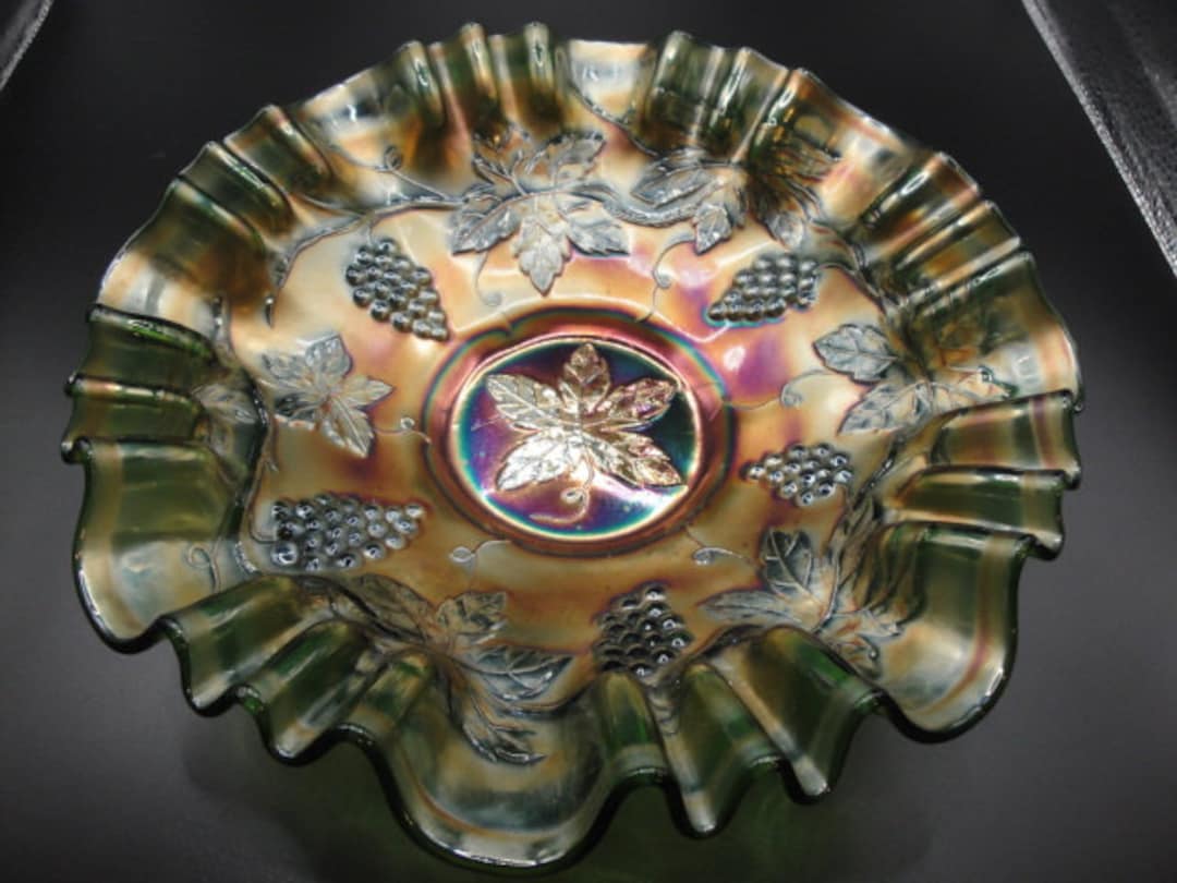 Antique Fenton Carnival Glass Grape Vine (vintage Pat.) Bowl ...
