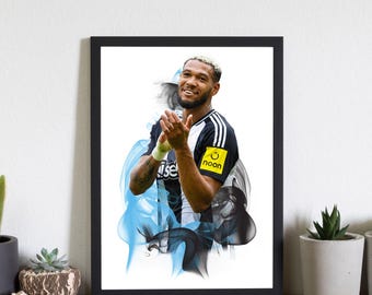 Joelinton Poster Newcastle United Wall Art Football Fan Decor Premier ...