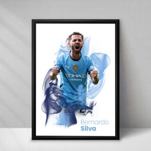 Bernardo Silva Football Poster – A4 or A3 Glossy Print – Manchester ...