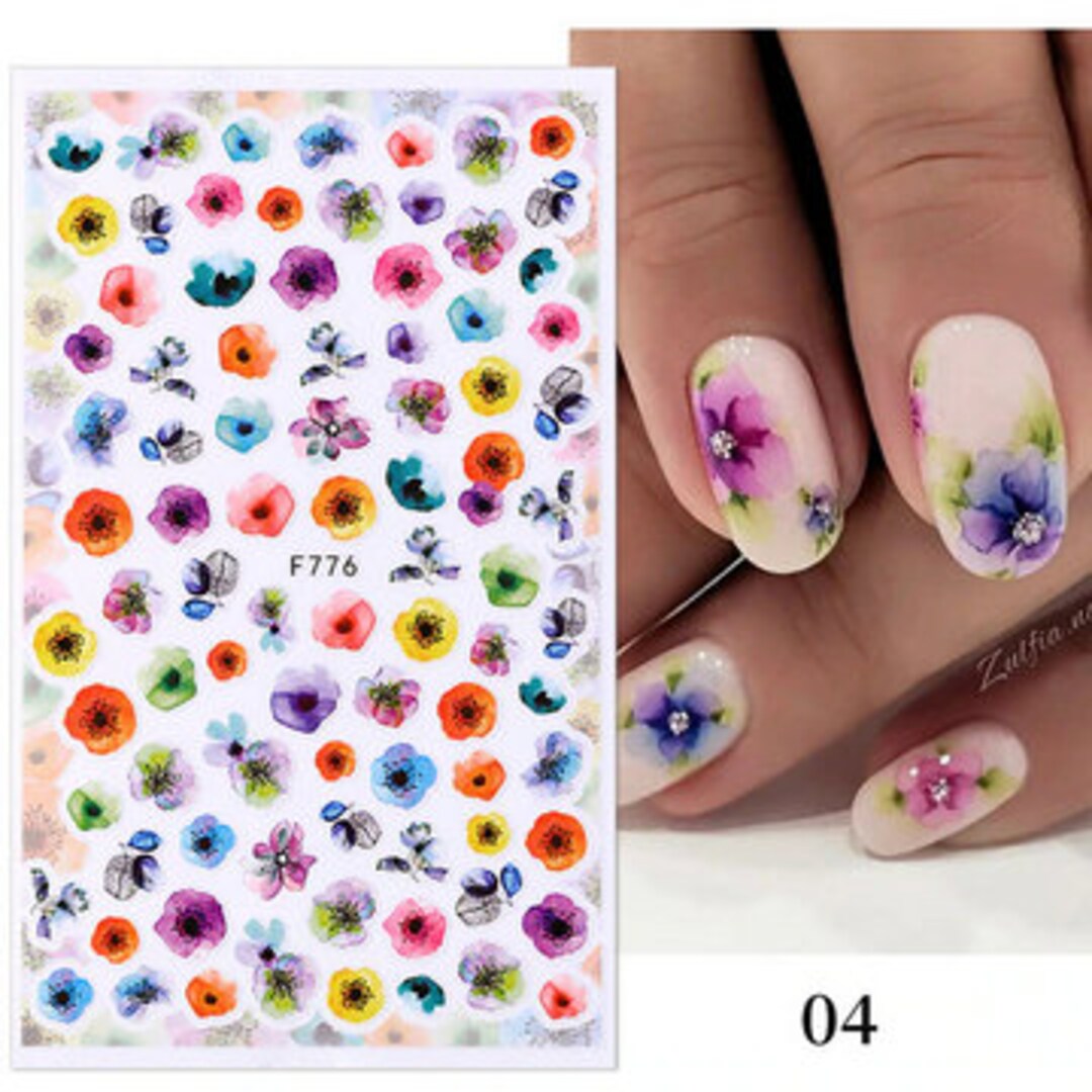 NEW Set of 3D Flower Nail Decals Nail Art Stickers - Etsy