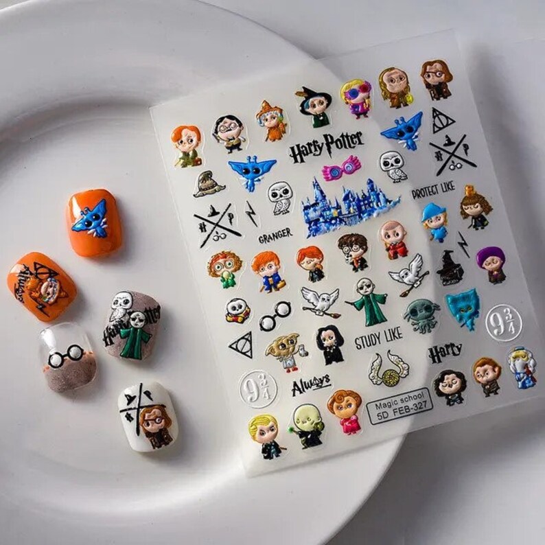 Set of 5D Character Themed Nail Art Stickers Nail Decals - Etsy