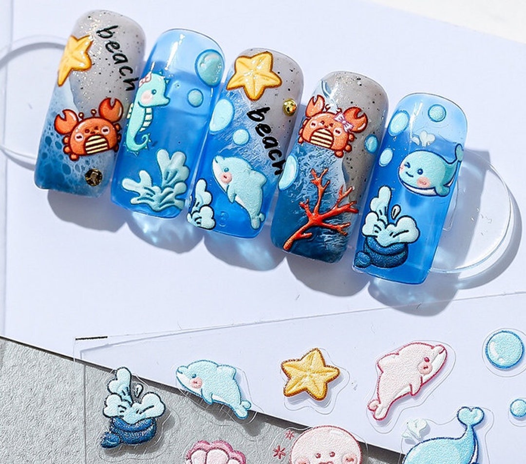Set of 5D Character Jelly Fish Nail Decals Nail Art Stickers - Etsy