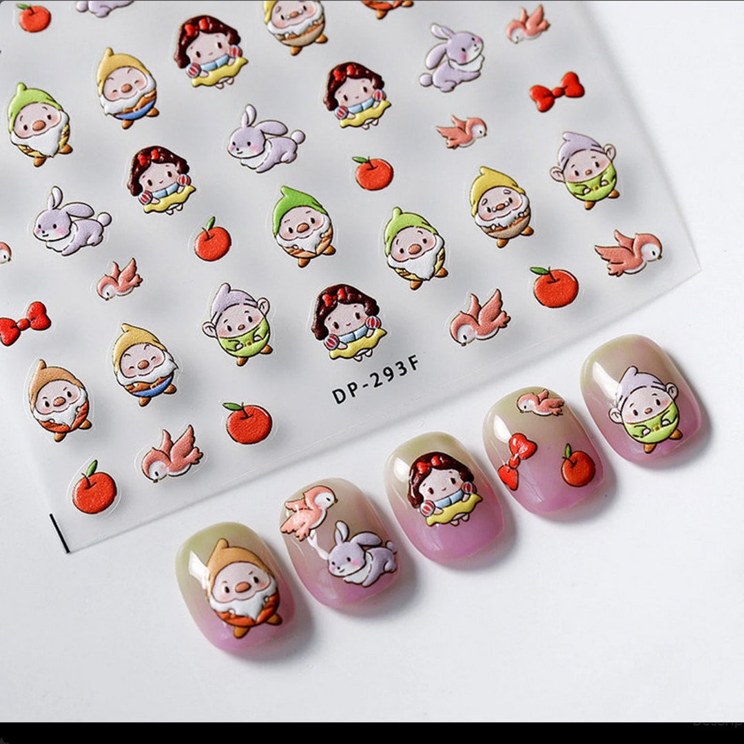 Set of 5D Character Embossed Nail Decals Princessthemed Nail Art ...