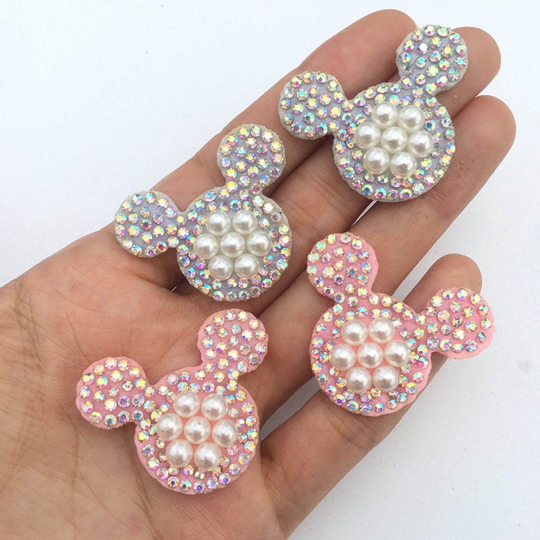 6 Pcs Mouse Felties 1-1/2 Pearl & Rhinestone Mouse Felt Applique DIY ...